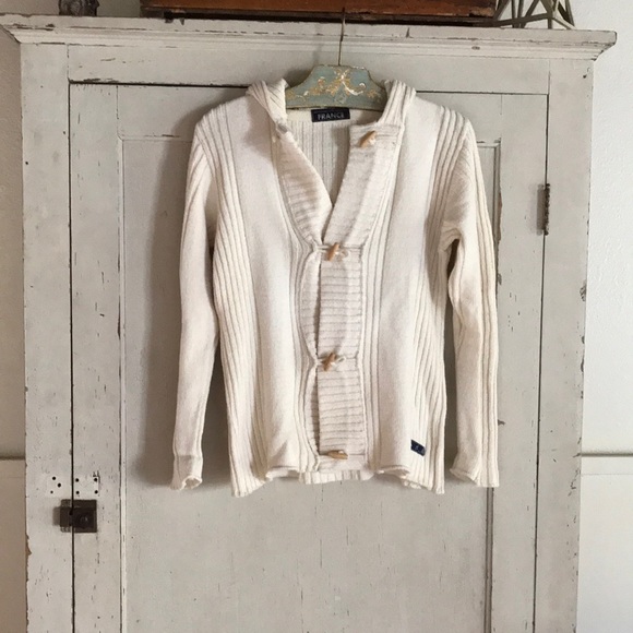 Sweaters | Hooded Cream Cardigan With Wooden Toggles | Poshmark